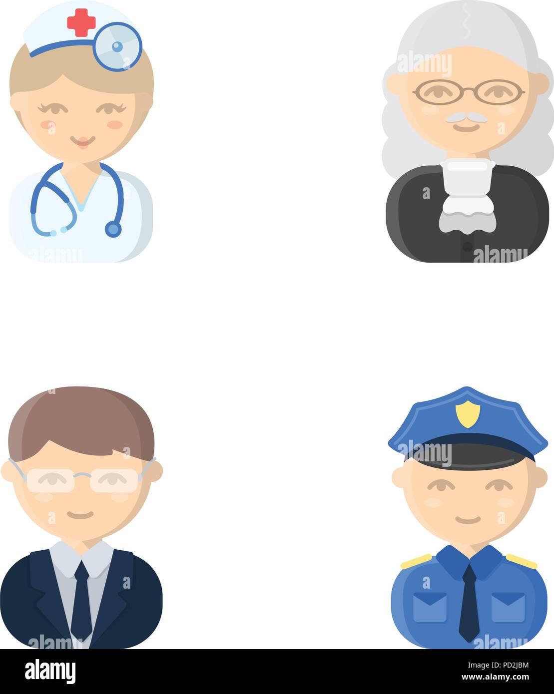 Doctor, judge, business, police.Profession set collection icons in ...