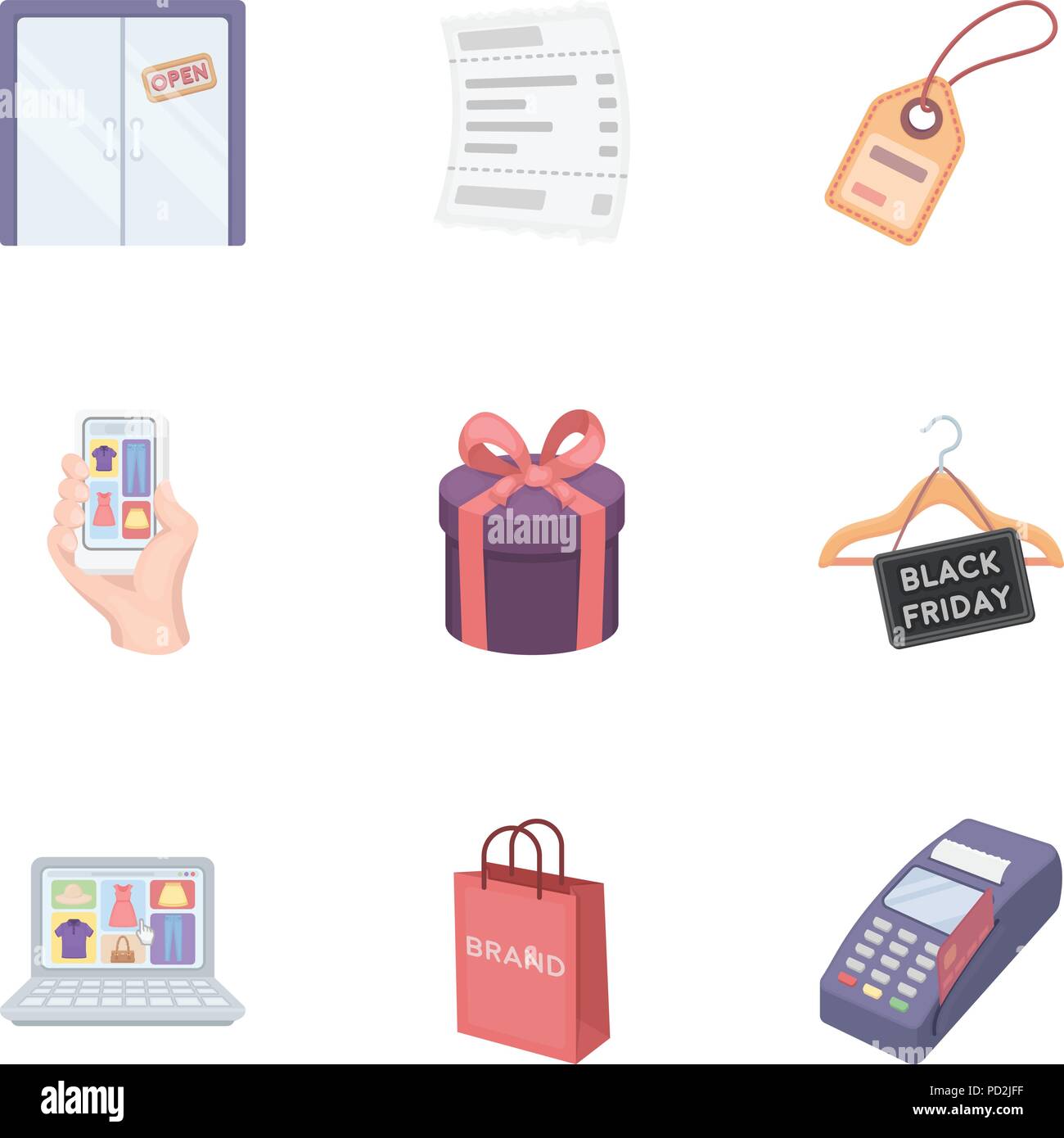 E-commerce set icons in cartoon style. Big collection of e-commerce ...