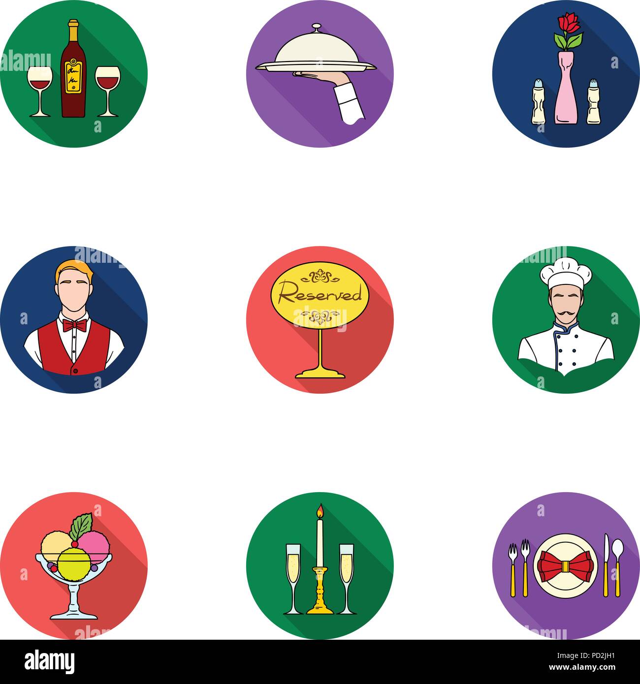 Restaurant set icons in flat design. Big collection of restaurant ...