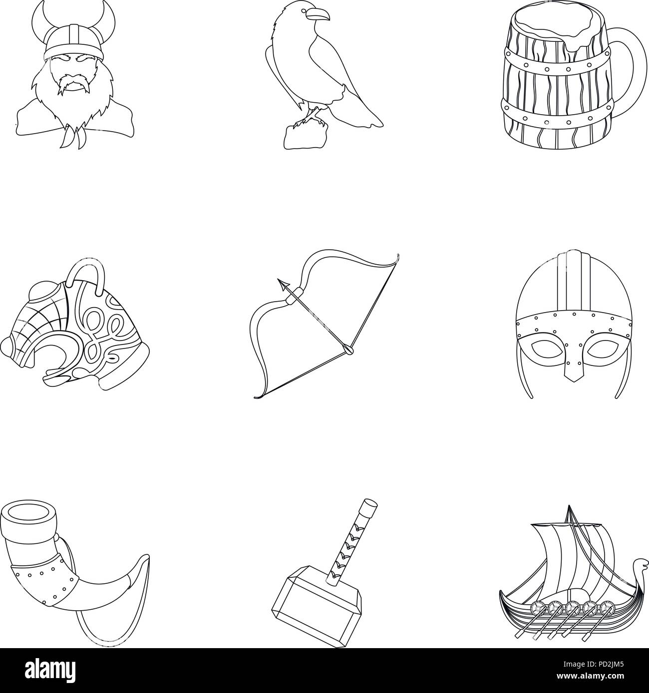 Ancient warriors of the Vikings on the ship. Outfit and symbols of the ...
