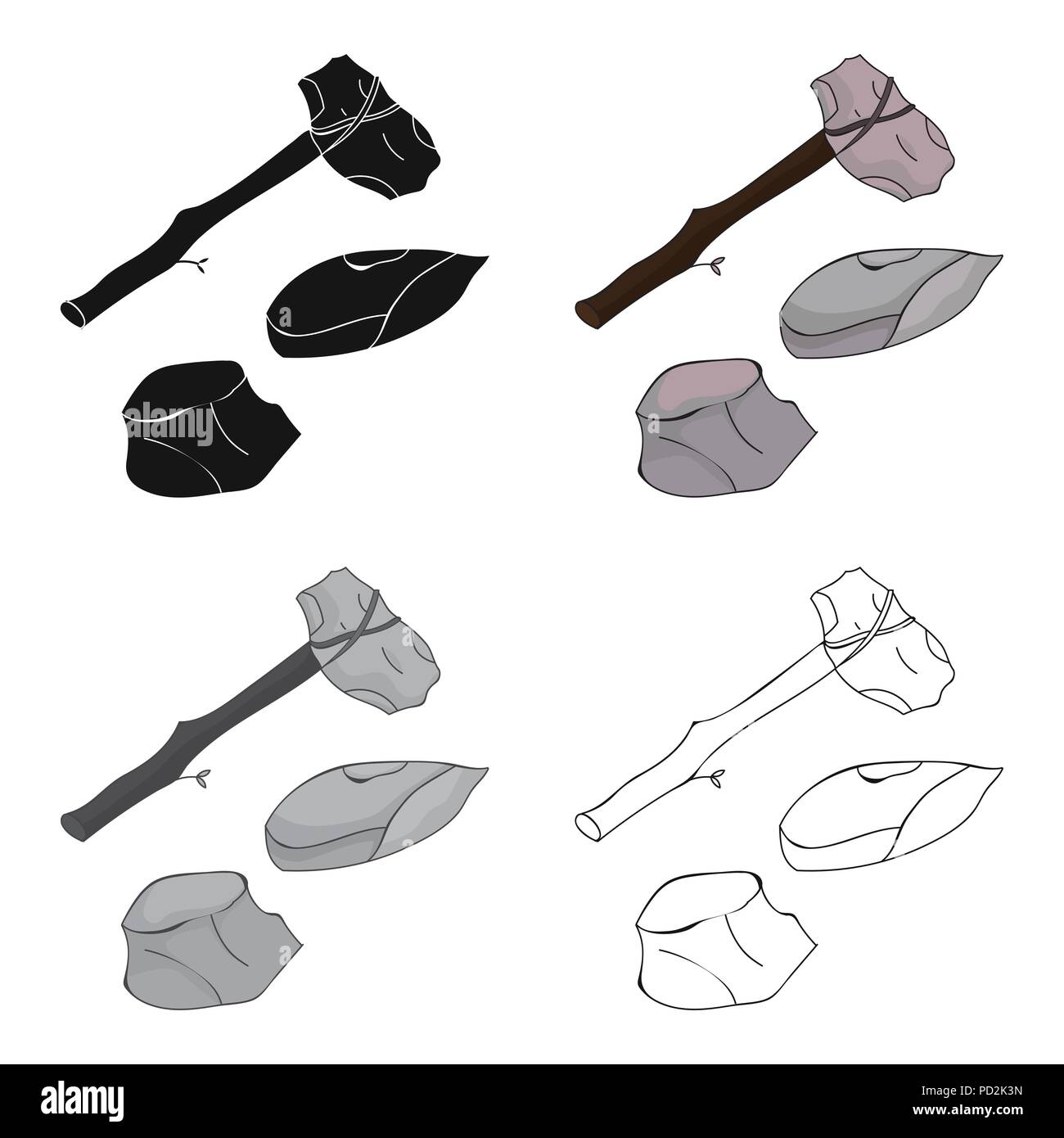 Stone tools icon in cartoon style isolated on white background. Stone ...