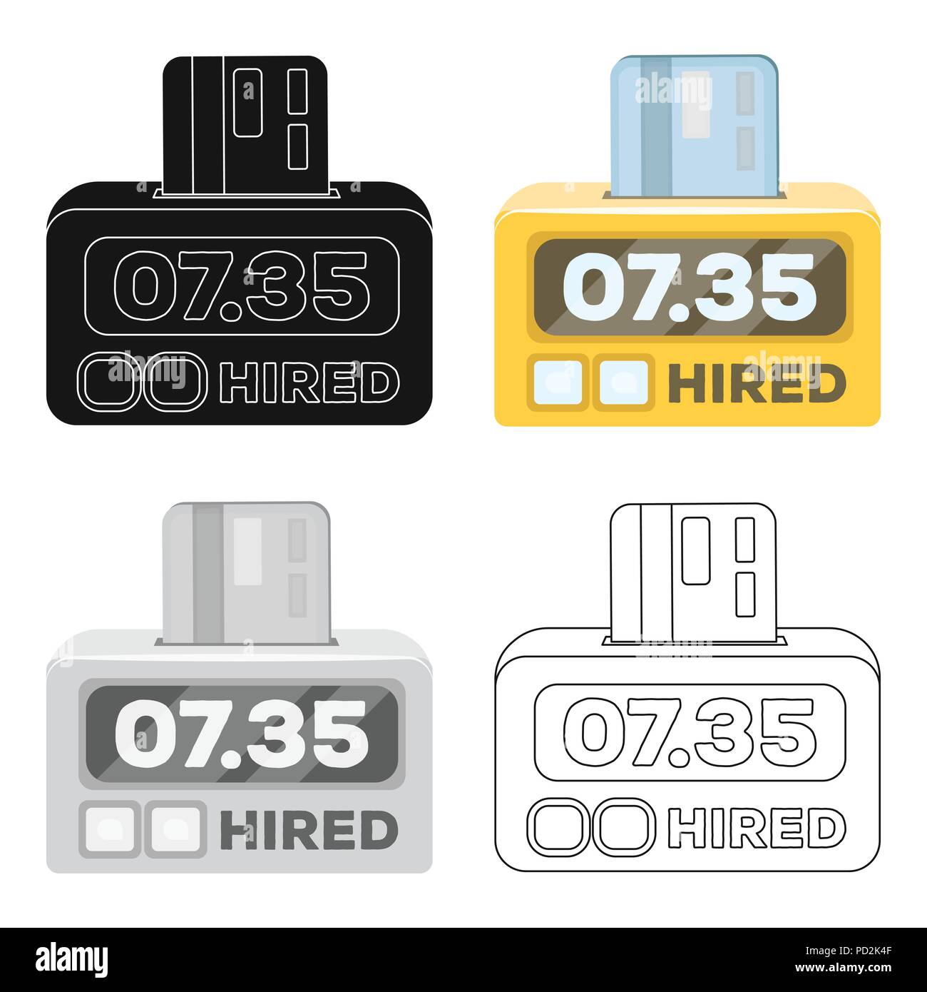 Yellow taxi counter with bank card.A device for measuring and ...