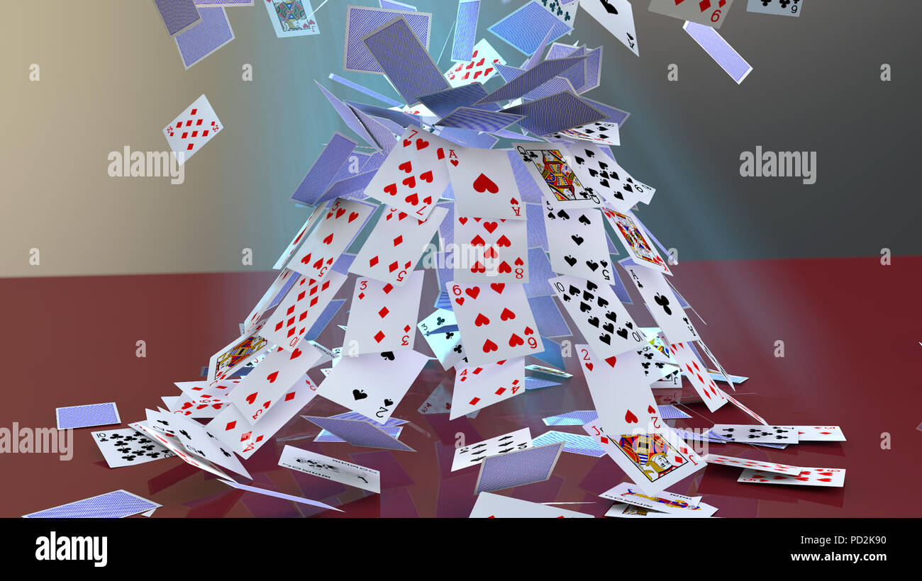 3d rendering poker cards falling Stock Photo - Alamy