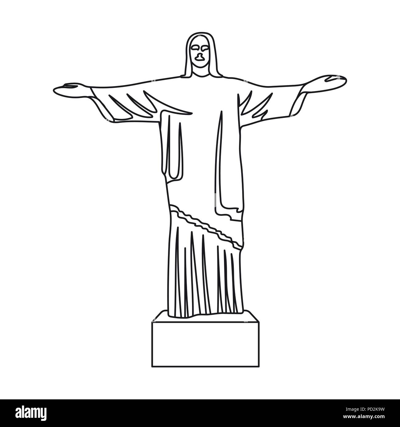 Christ the Redeemer icon in outline design isolated on white background ...