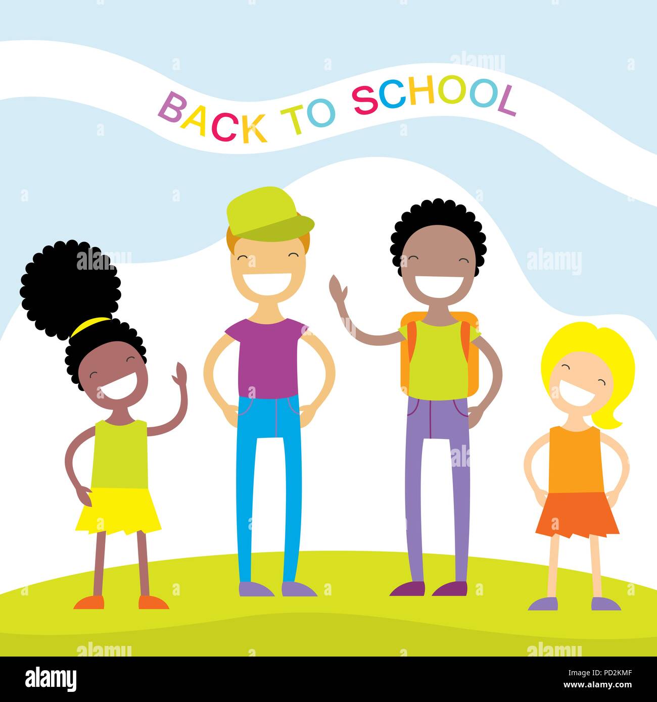 Happy kids vector illustration. Back to school concept Stock Vector ...