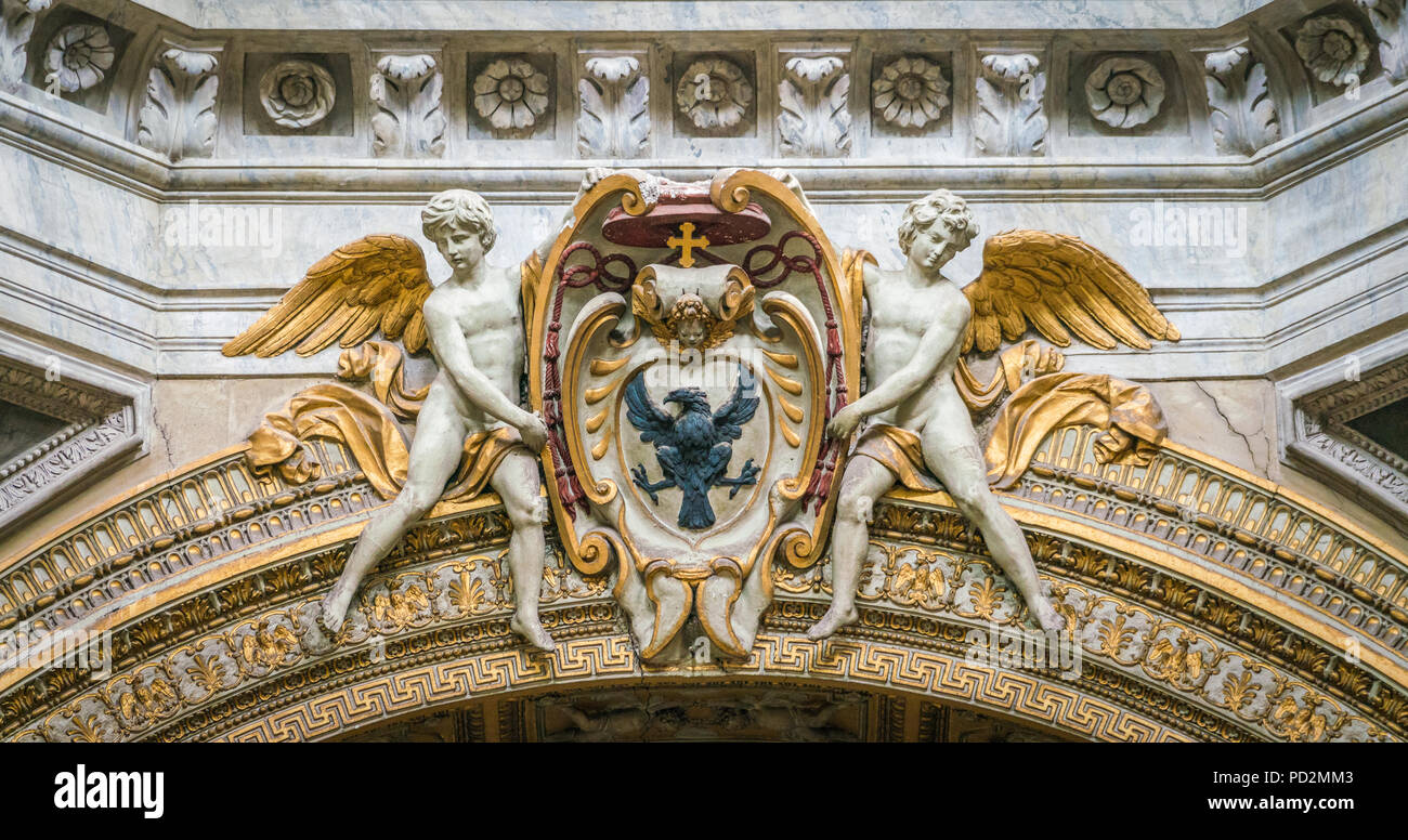 Angels supporting a bishop coat of arms, in the Basilica of Santa Maria ...