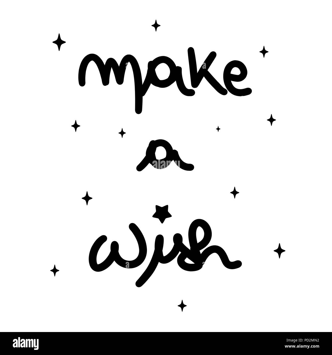 cute make a wish black and white hand written lettering calligraphy ...