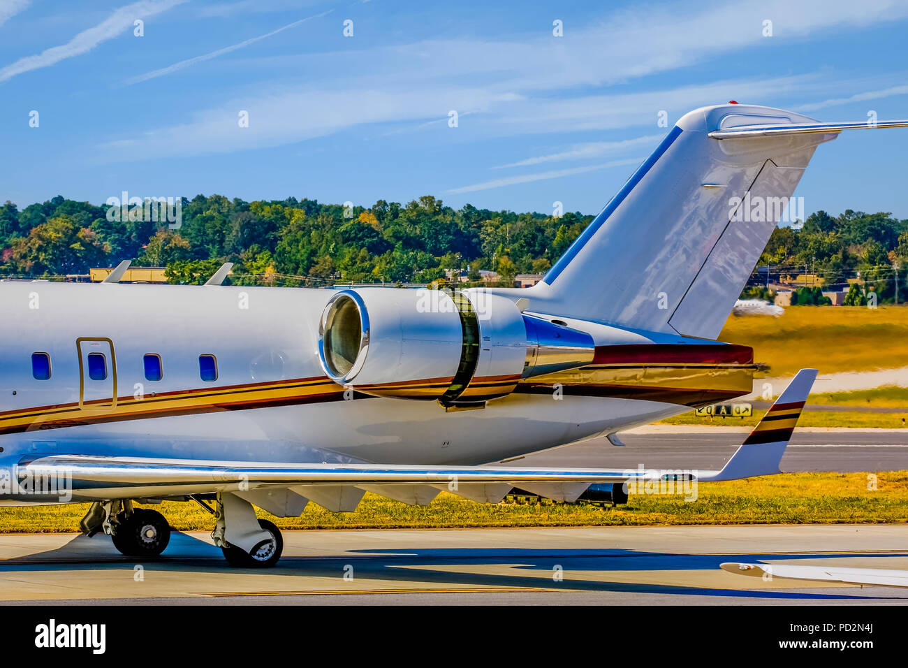Private Jet Engine and Tail Stock Photo - Alamy