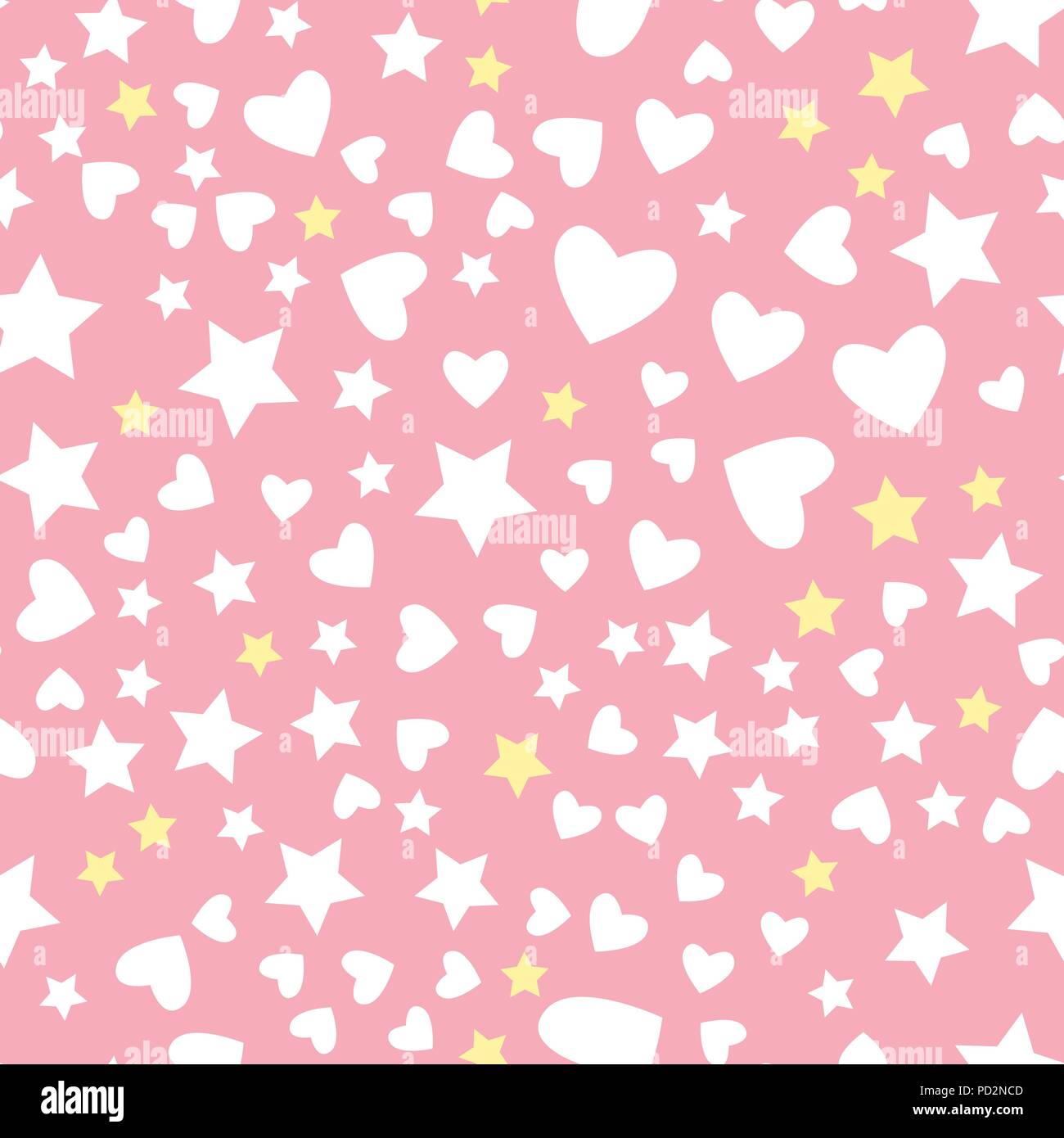 Vector star and heart seamless pattern Isolated on pink background ...