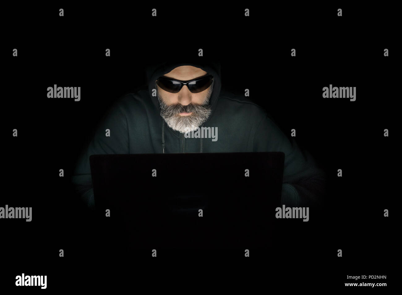 Hacker laptop hoodie hi-res stock photography and images - Alamy