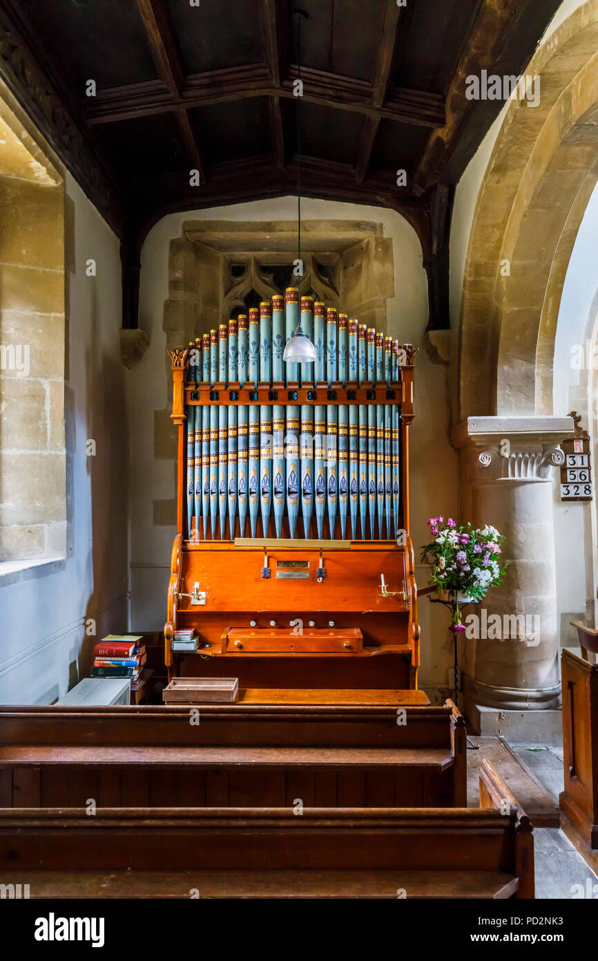 Traditional old-fashioned organ in the Parish Church of St Michael in ...