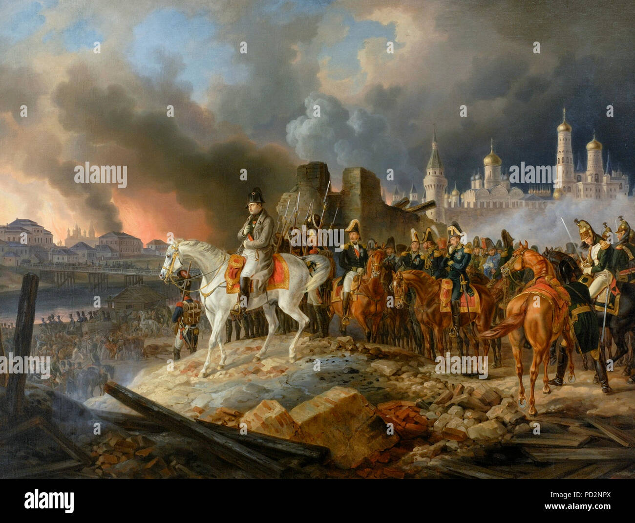 Napoleon in burning Moscow - Adam Albrecht (1841 Stock Photo - Alamy