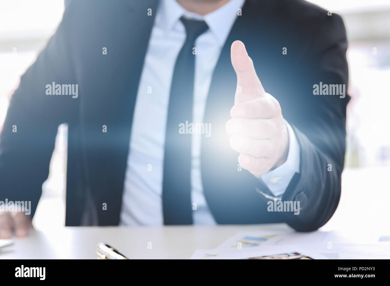 Business man giving his hand for handshake to partner ,partnership ...