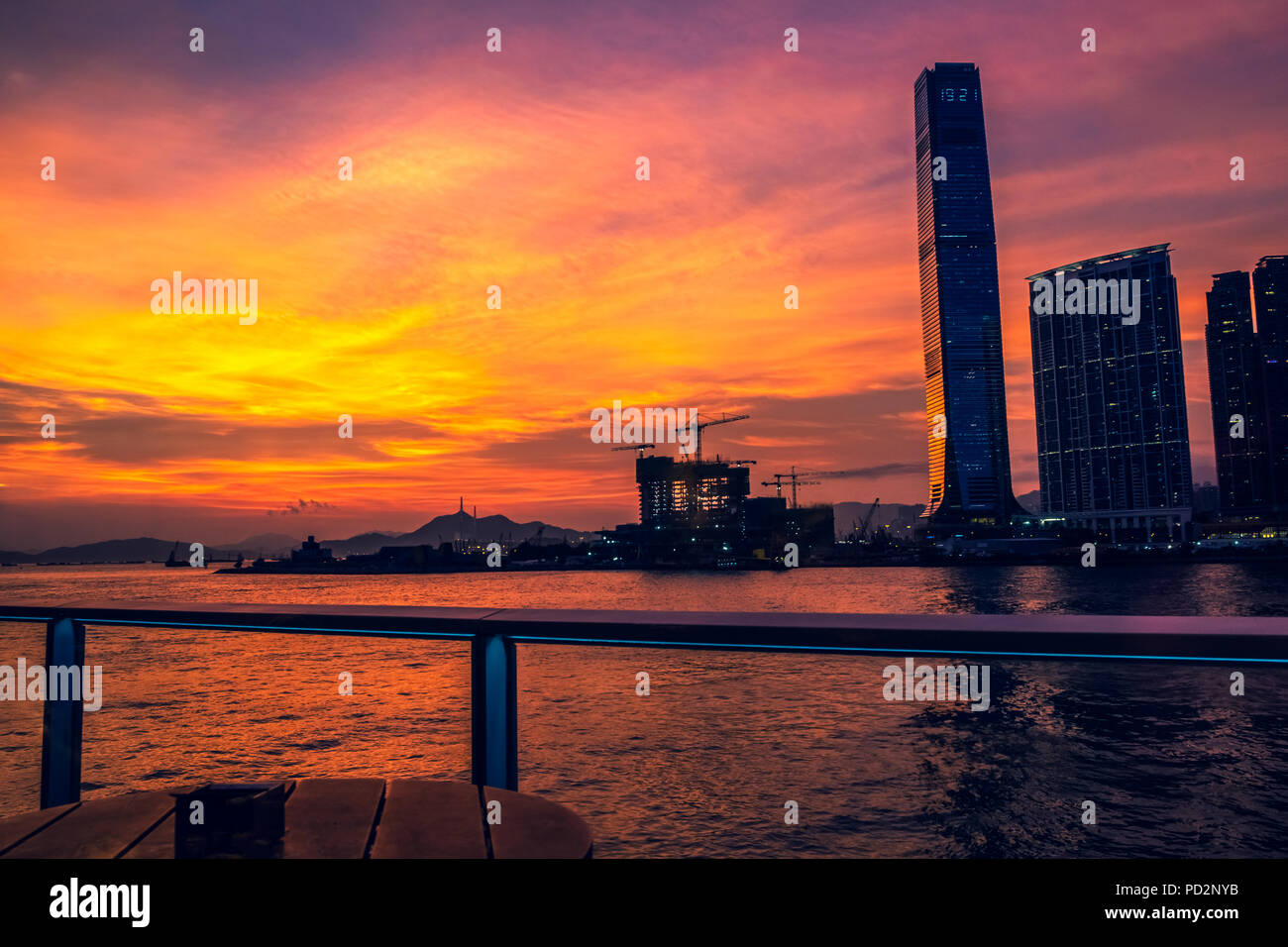 Sunset of Victoria Harbor of Hong Kong Stock Photo - Alamy