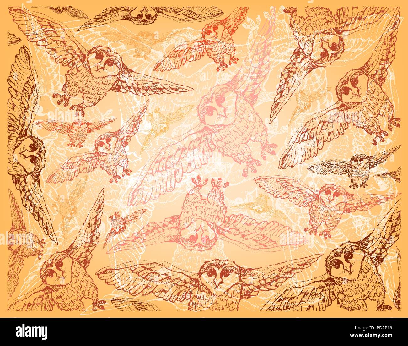 Autumn Animal, Illustration Wallpaper Background of Hand Drawn of Owls ...