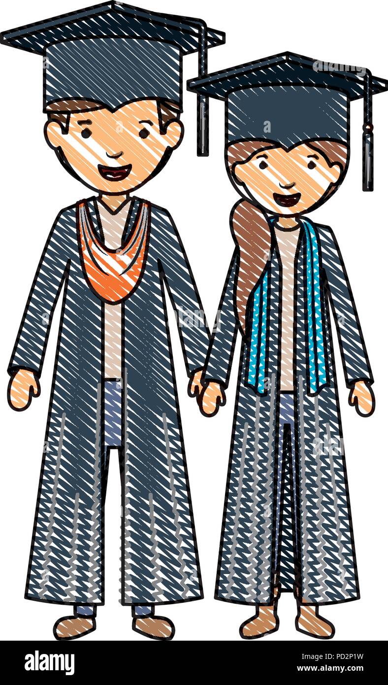 couple graduates with hats Stock Vector Image & Art - Alamy