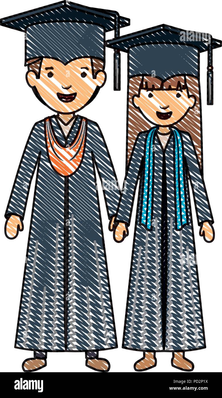 couple graduates with hats Stock Vector Image & Art - Alamy