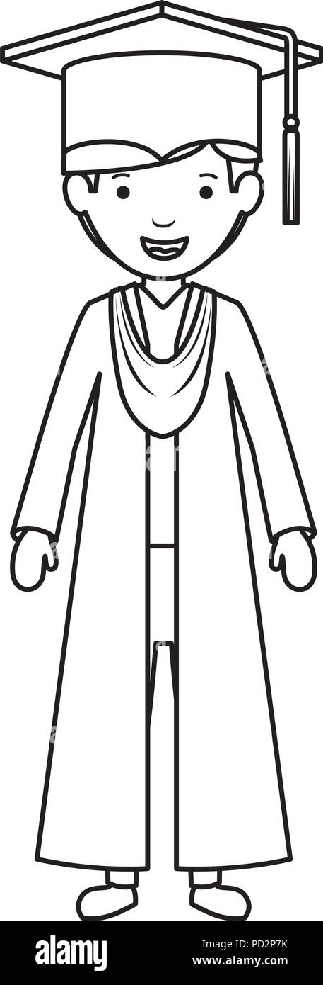 Cartoon boy graduation university Black and White Stock Photos & Images ...