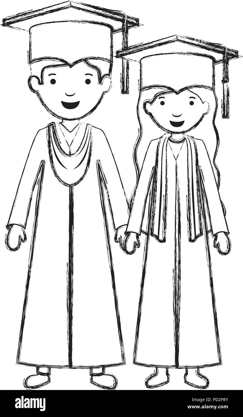 couple graduates with hats Stock Vector Image & Art - Alamy