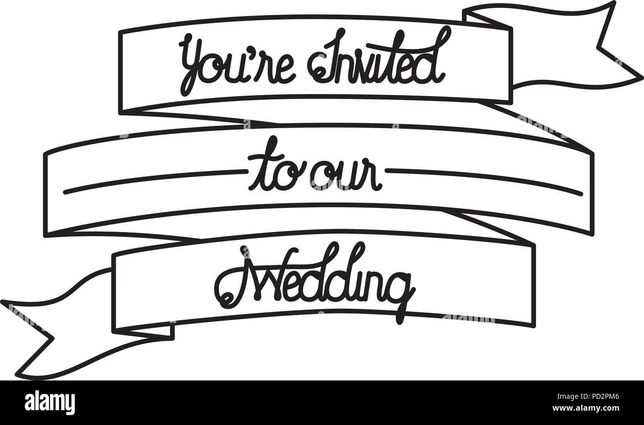 ribbon frame wedding with calligraphy Stock Vector Image & Art - Alamy