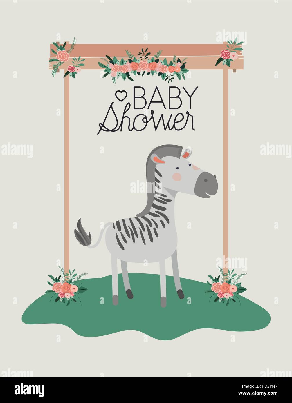 baby shower card with cute zebra Stock Vector Image & Art - Alamy