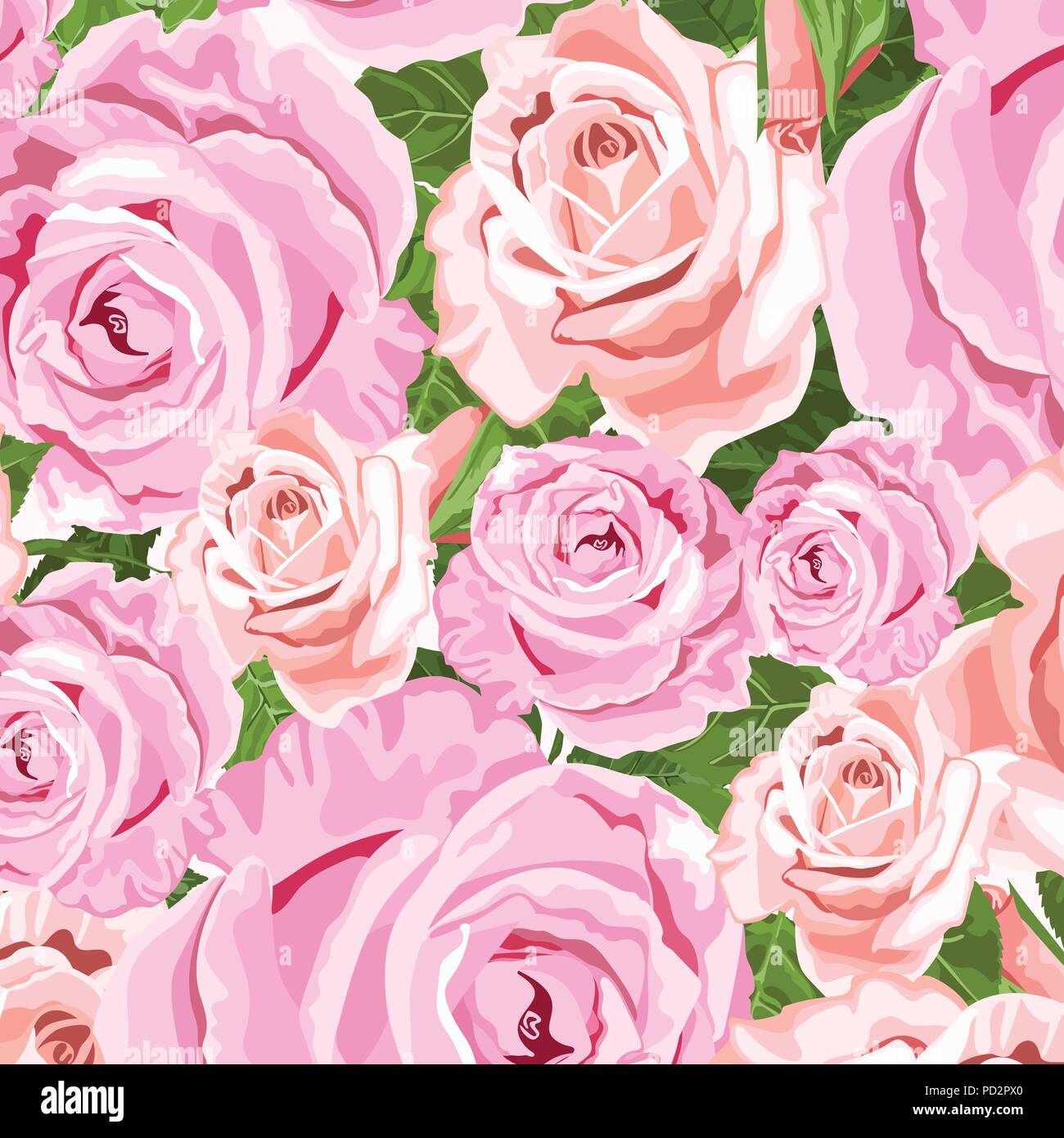 Pink romantic roses floral Stock Vector Images - Alamy