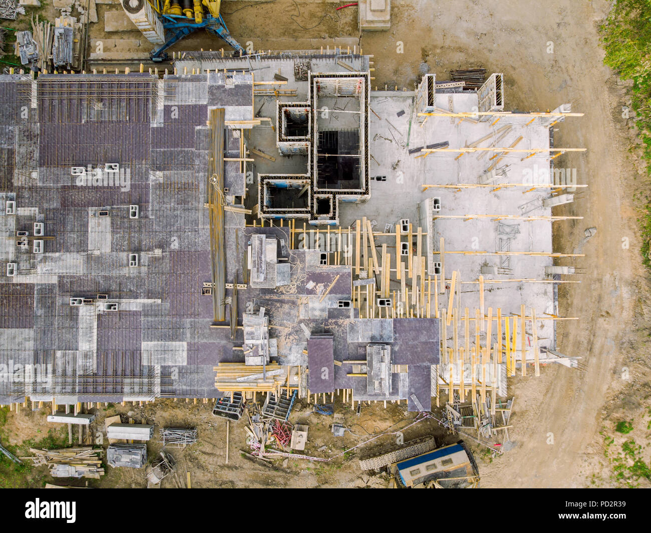 aerial view of construction site in progress. building of new apartments Stock Photo - Alamy