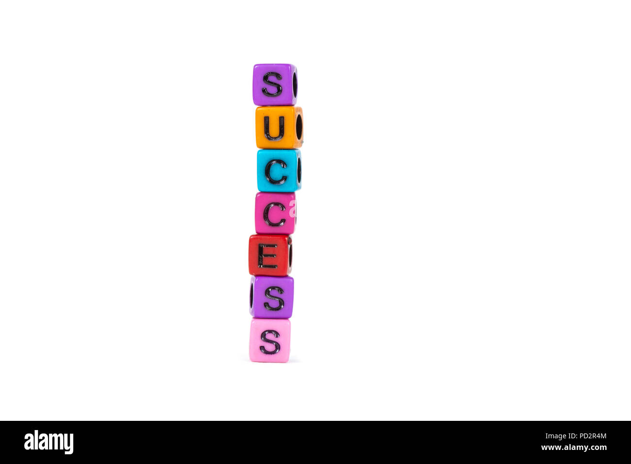SUCCESS text made from colorful beads or letter bead on white ...