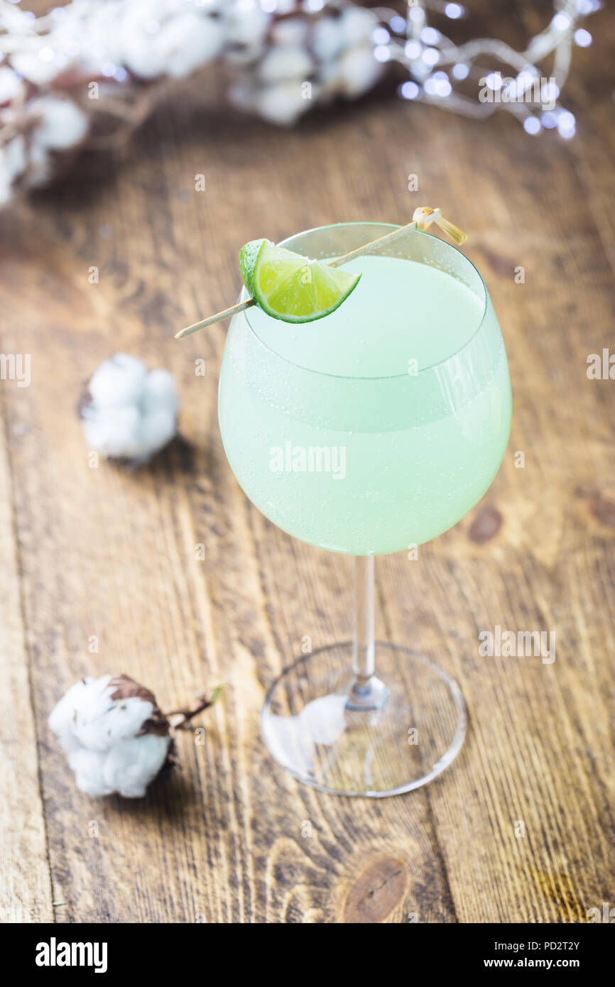 Refreshing green cocktail, summer drink with lime in a glass Stock ...