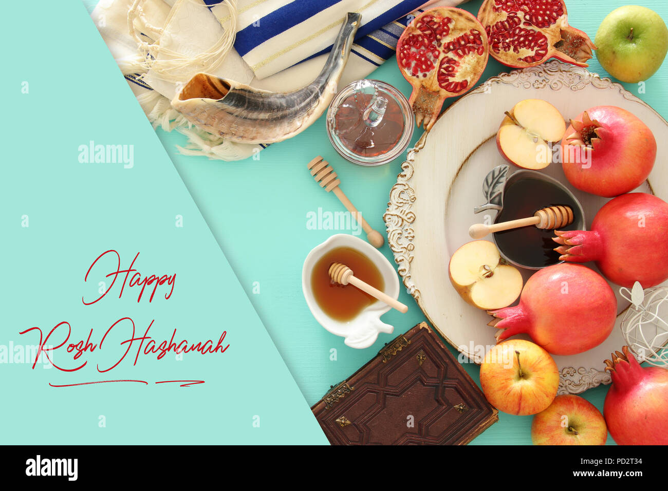 Rosh hashanah (jewish New Year holiday) concept. Traditional symbols Stock Photo - Alamy