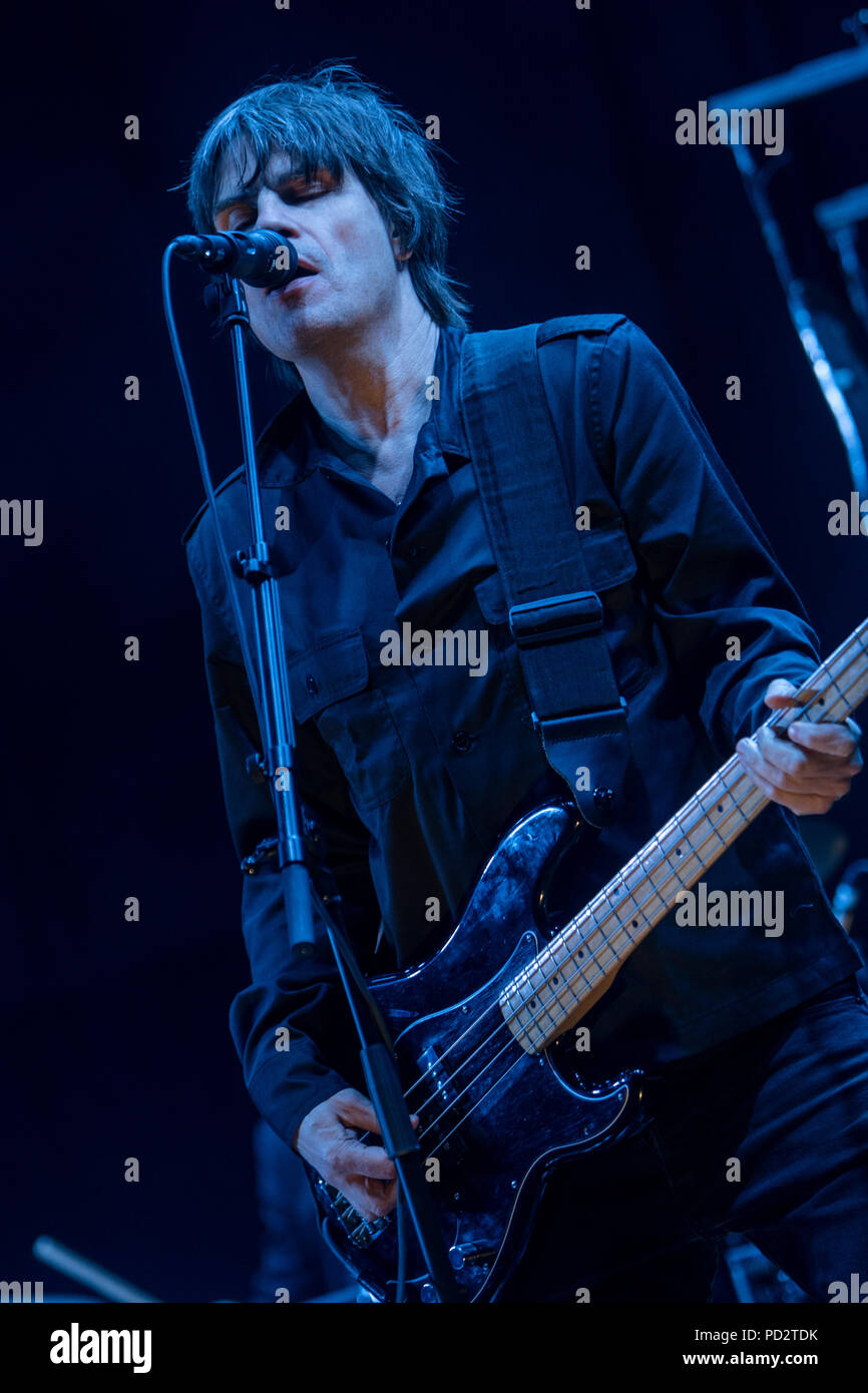 Norway, Bergen - June 14, 2018. Bass player Ulf Ivarsson performs live ...
