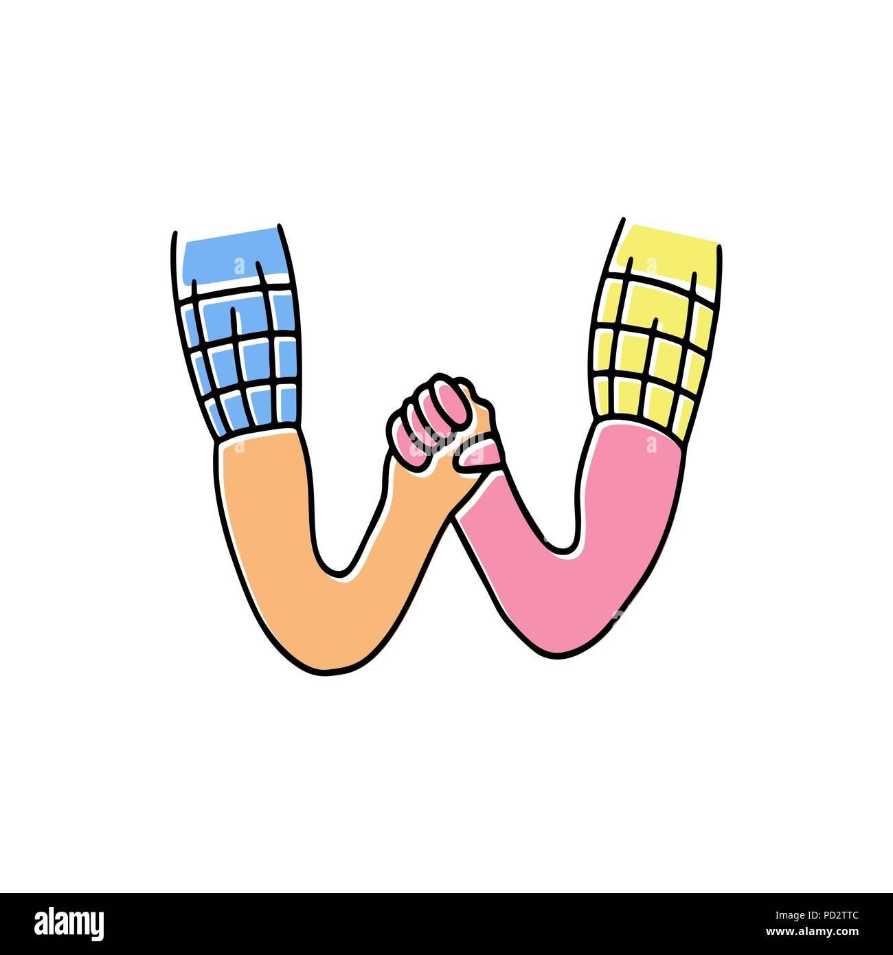 crazy hands alphabet, hand drawn letter W Stock Vector Image & Art - Alamy