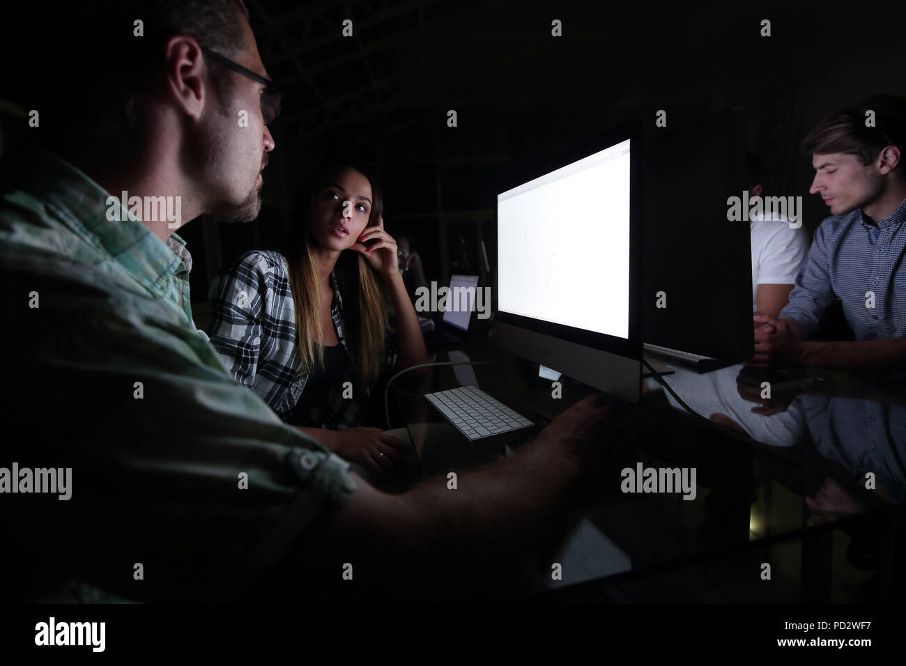 business team using computer for data analysis Stock Photo - Alamy