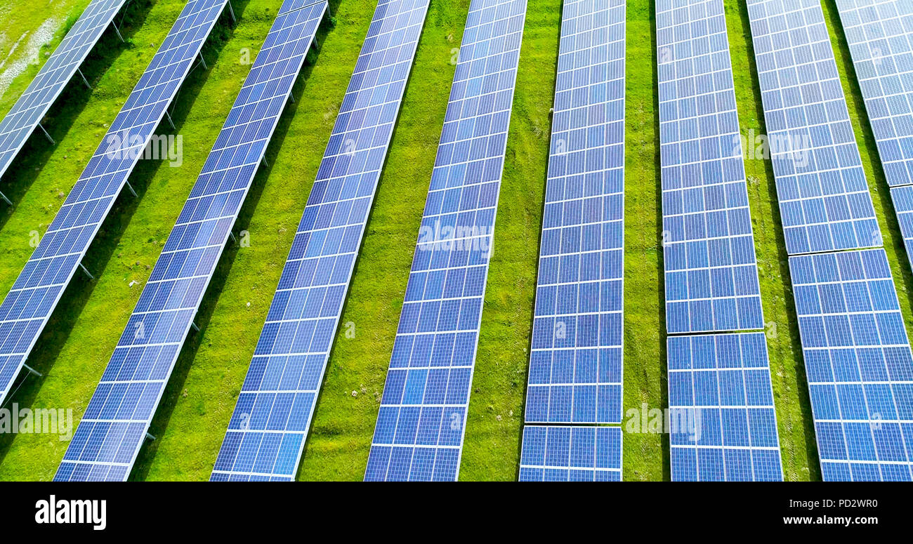 Solar panels in aerial view Stock Photo - Alamy