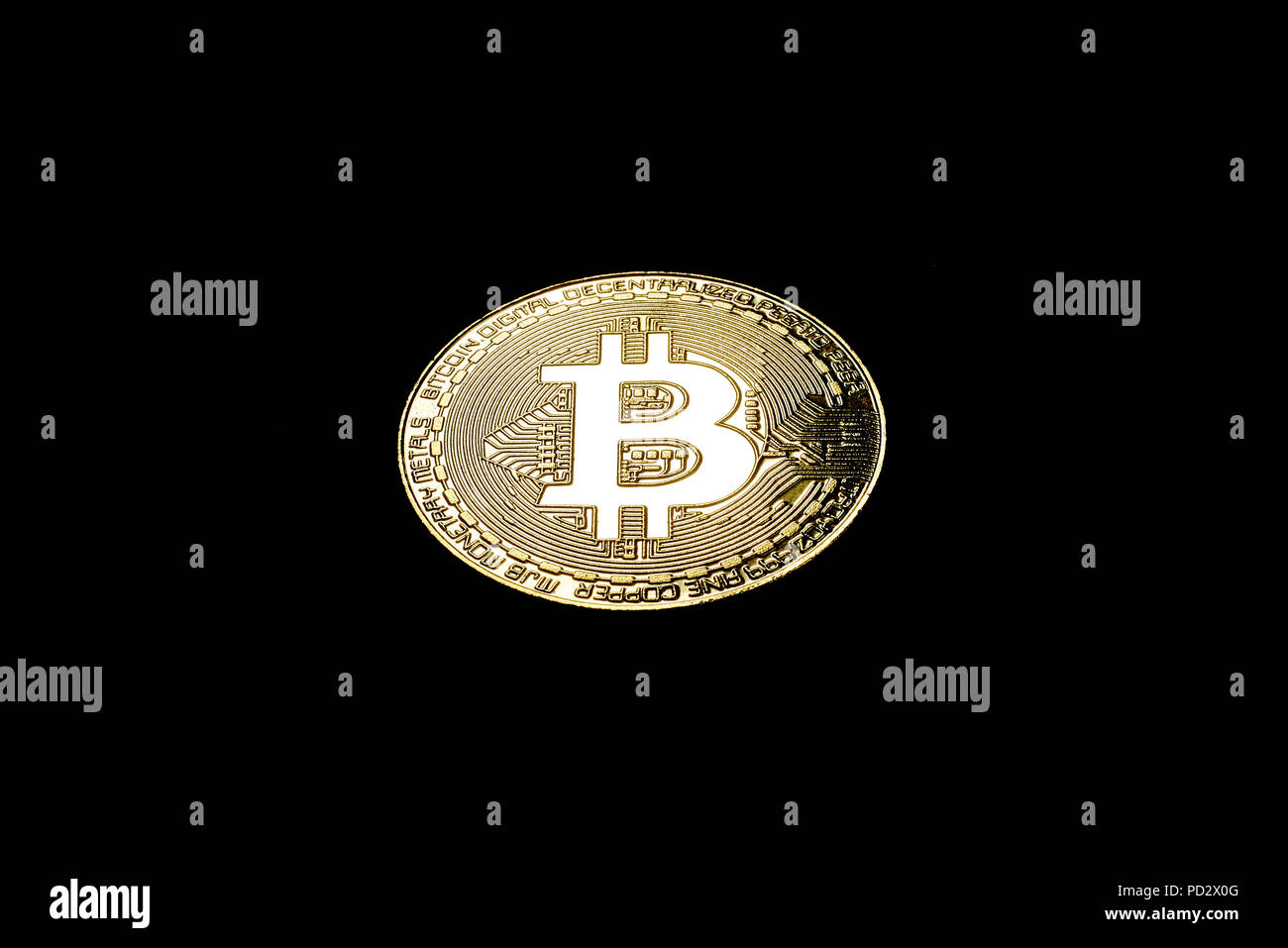 Golden Bit coin on black background.Virtual money Stock Photo - Alamy