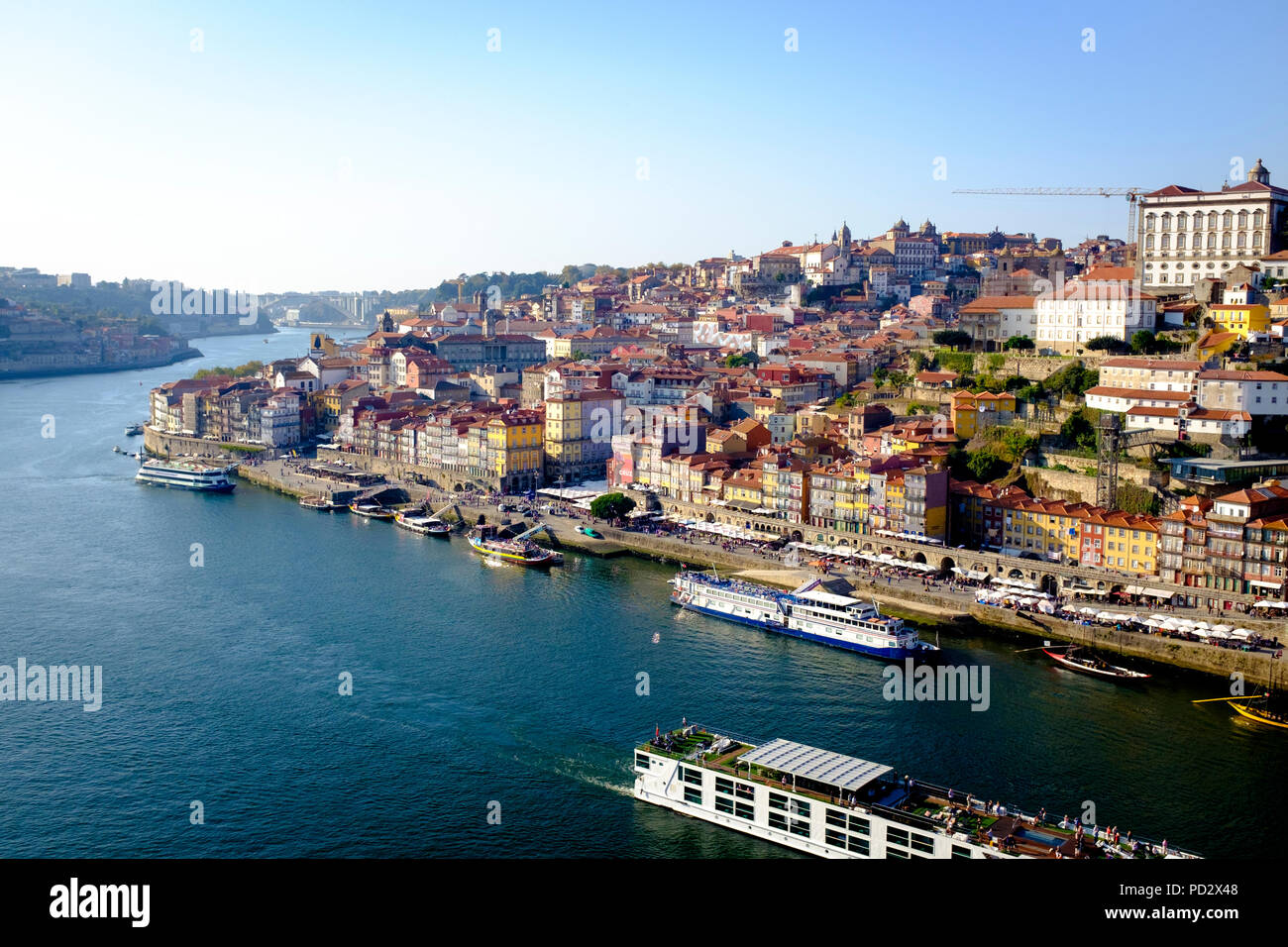 Scenic landscape view of Porto, Portugal and the historic waterfront ...
