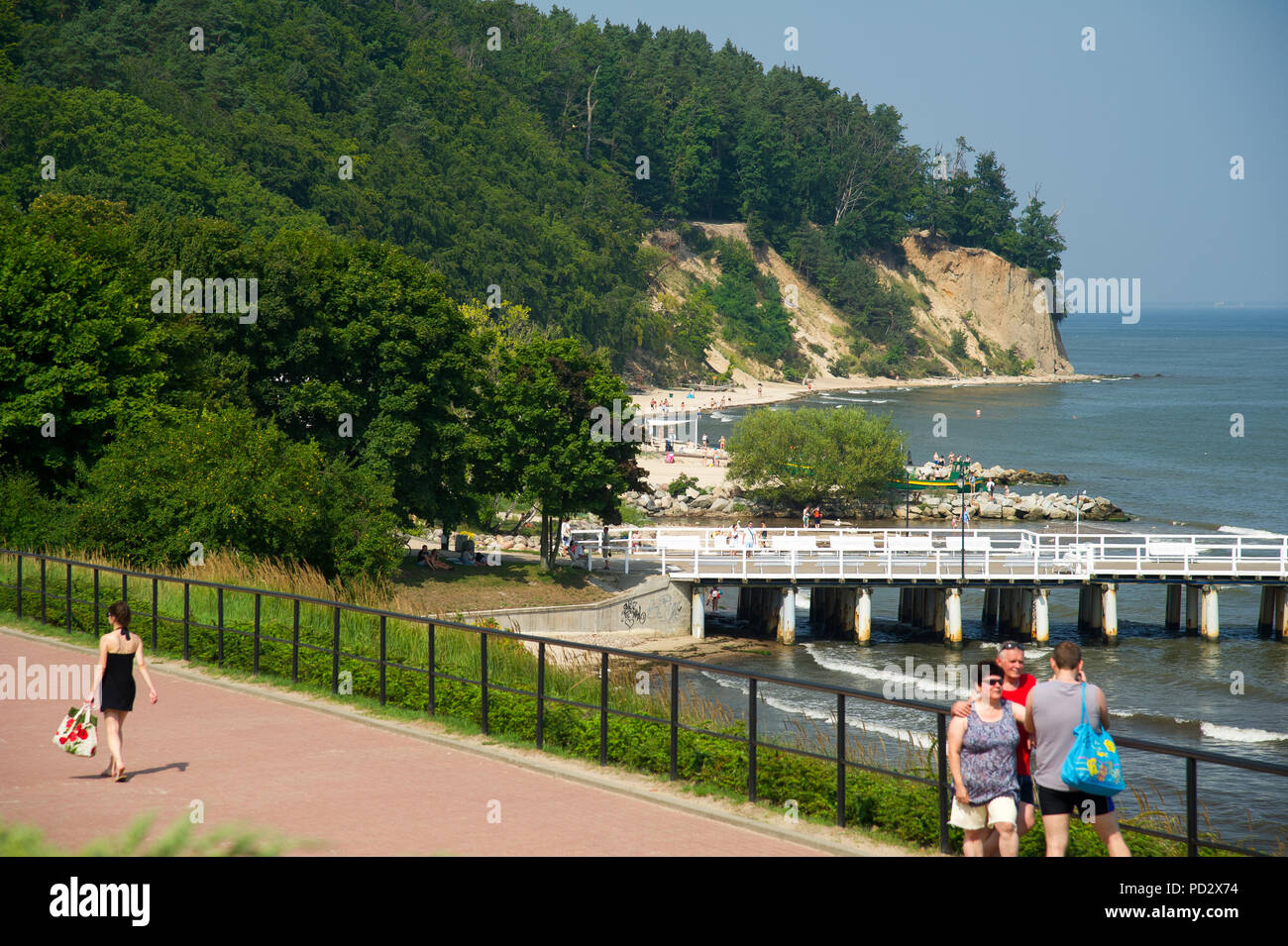 Pier and cliff in Gdynia Orlowo, Poland. August 1st 2018 © Wojciech ...