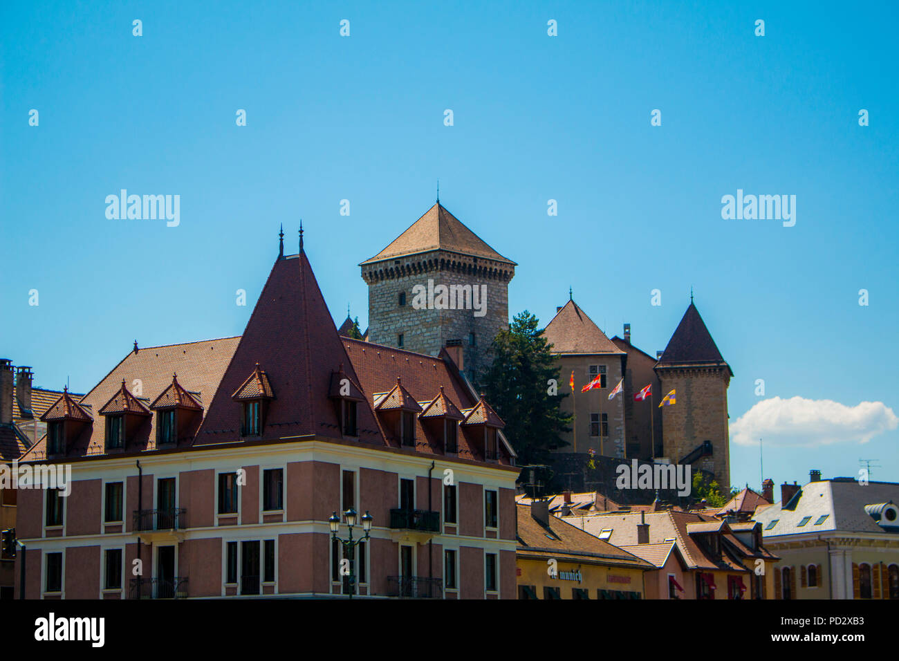 Buildings in Annecy with clear skies background Stock Photo - Alamy