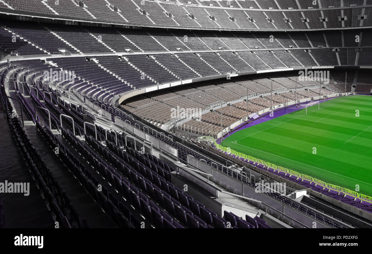 view of empty soccer or football stadium for sports match Stock Photo ...