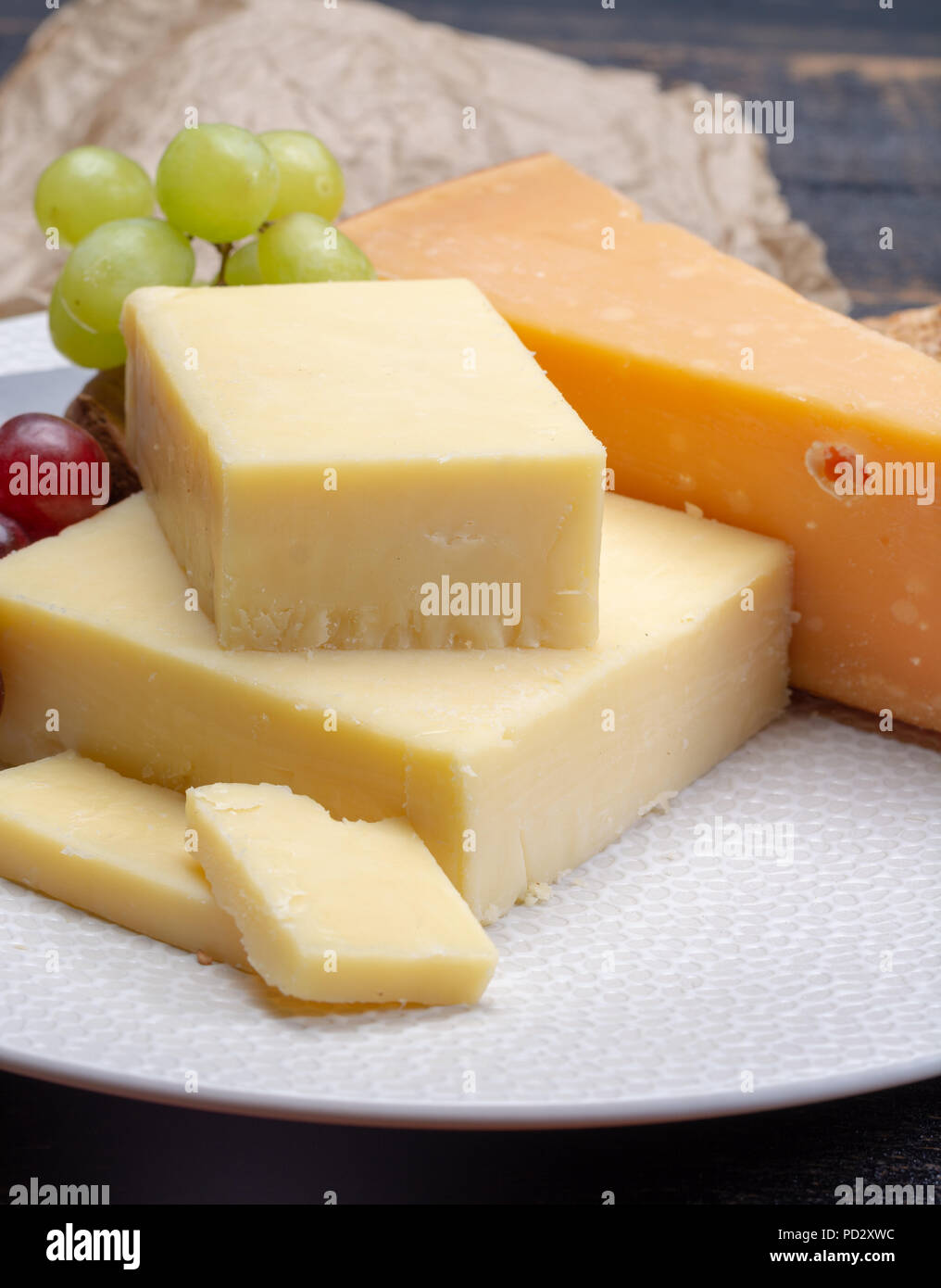 Aged English cheddar and old Dutch cheese, the most popular type of ...