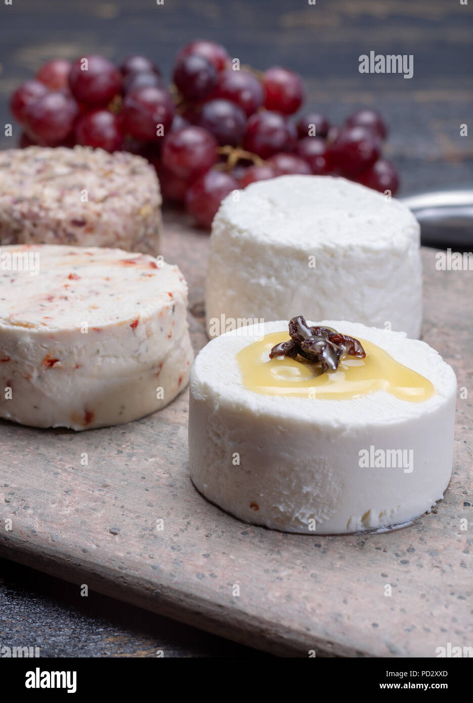 French soft cheeses, variety of different taste goat milk natural ...