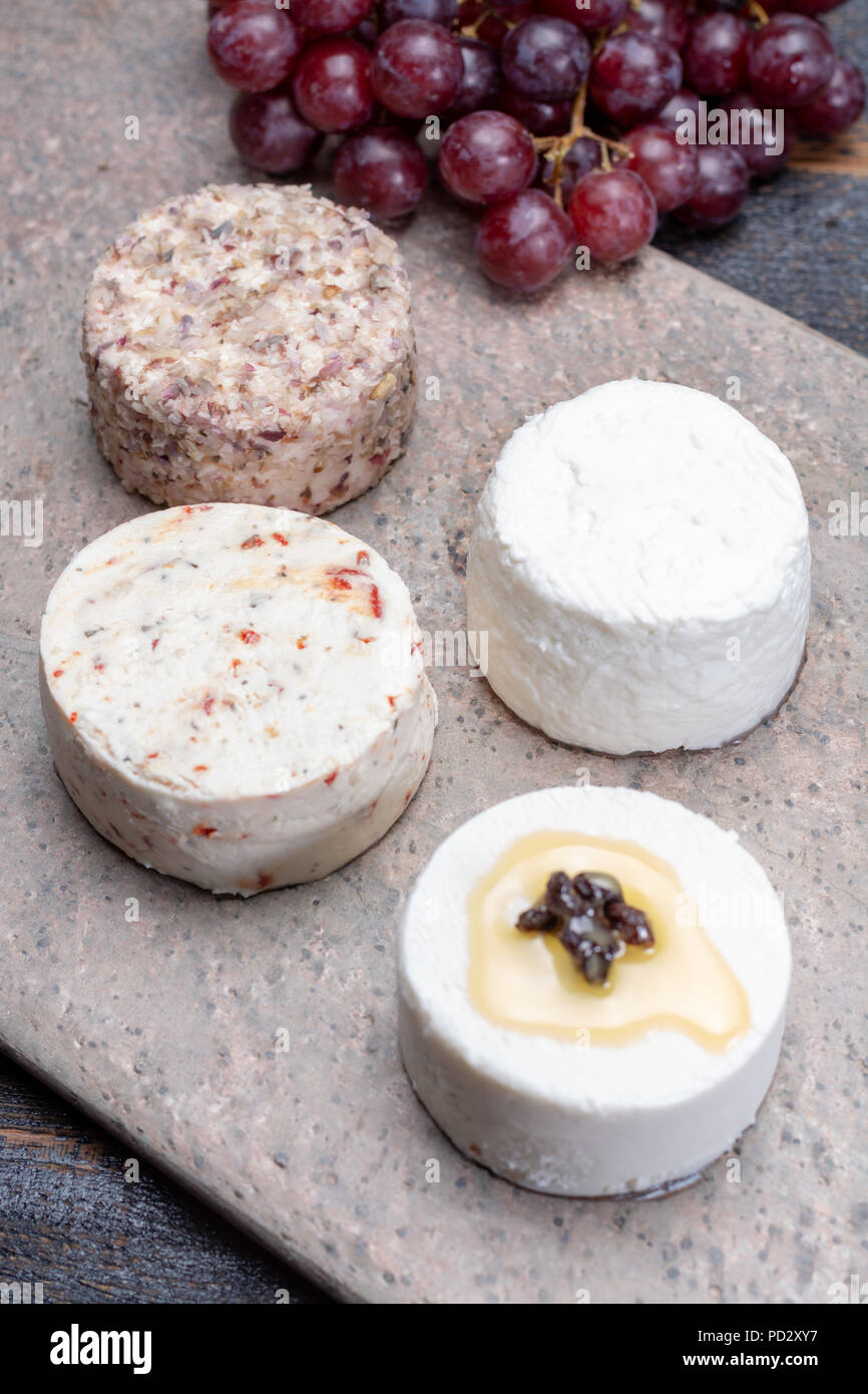 French soft cheeses, variety of different taste goat milk natural ...