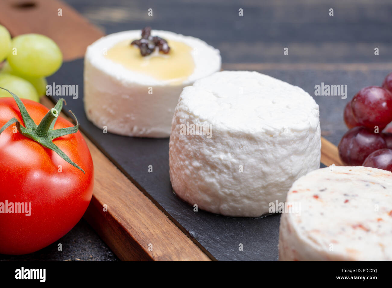 French soft cheeses, variety of different taste goat milk natural ...