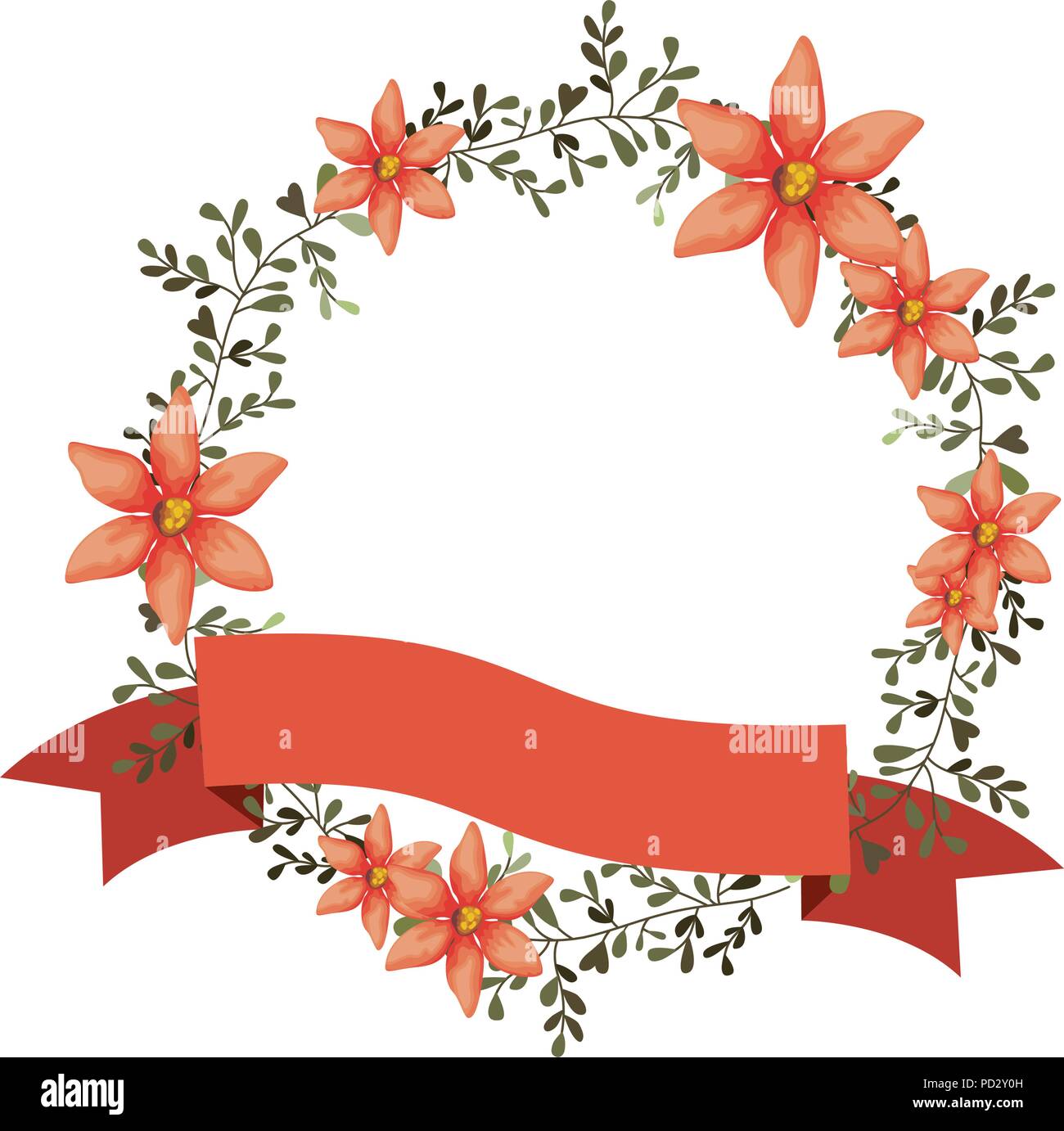beautiful flower and ribbon circular frame Stock Vector Image & Art - Alamy