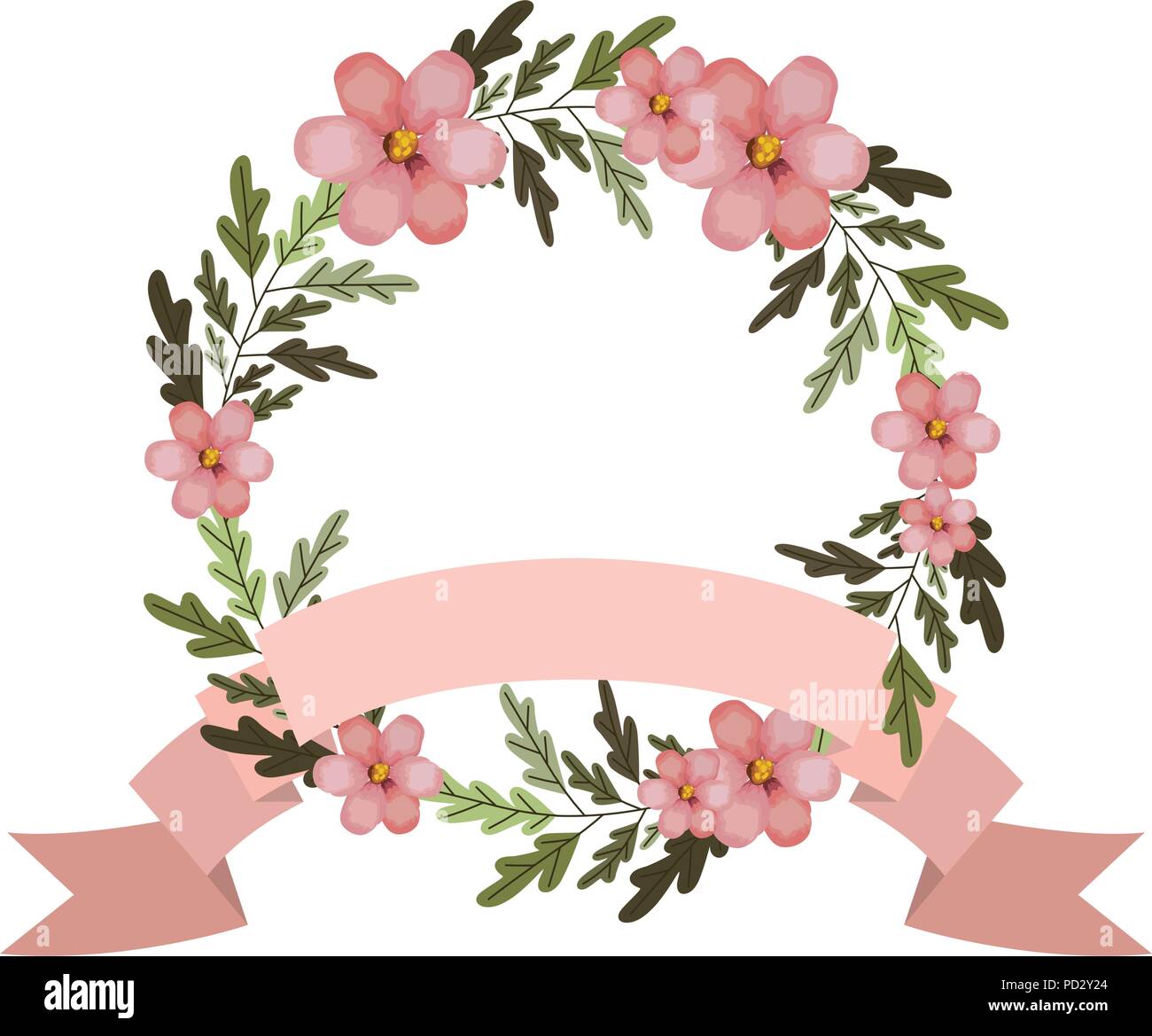 beautiful flower and ribbon circular frame Stock Vector Image & Art - Alamy