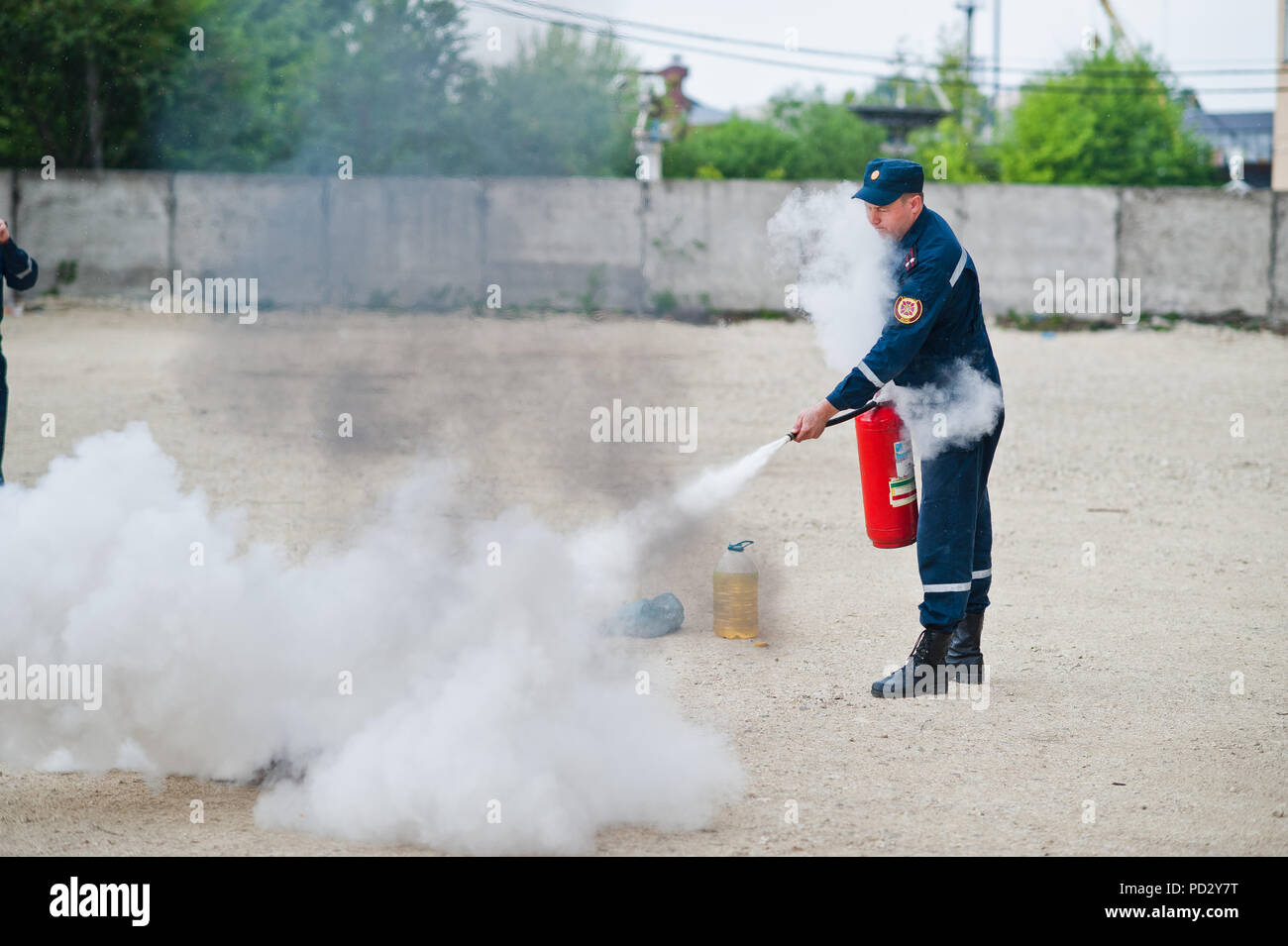 Hai, Ukraine - July 10, 2018: Tutorial how to give the fire safety ...