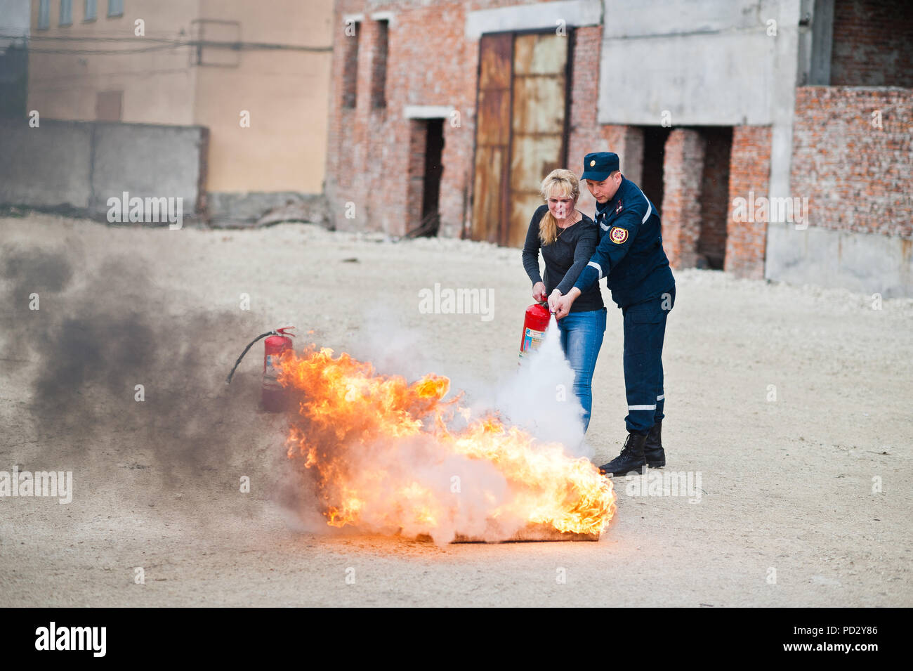 Hai, Ukraine - July 10, 2018: Tutorial how to give the fire safety ...
