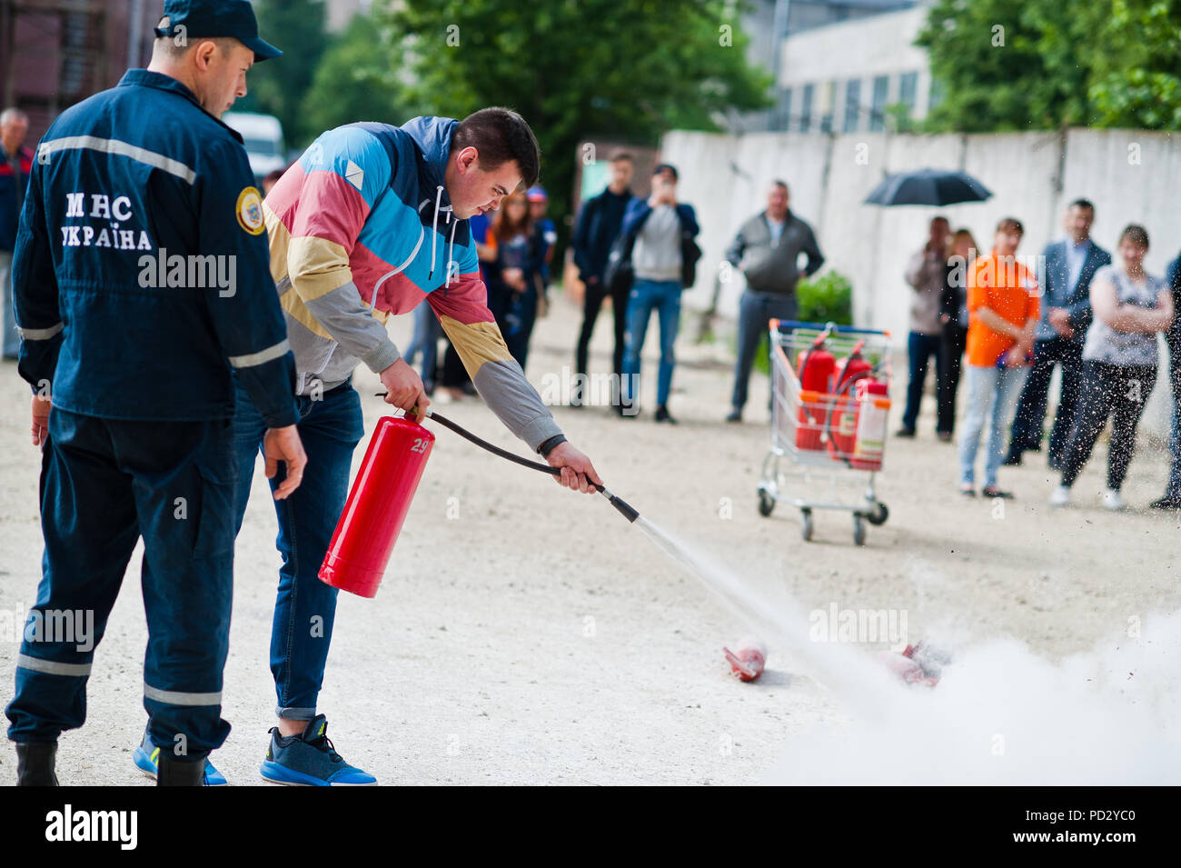 Hai, Ukraine - July 10, 2018: Tutorial how to give the fire safety ...