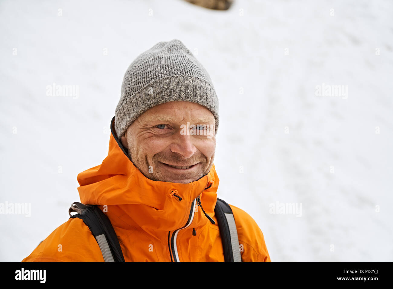 Portrait of smiling hiker Stock Photo - Alamy