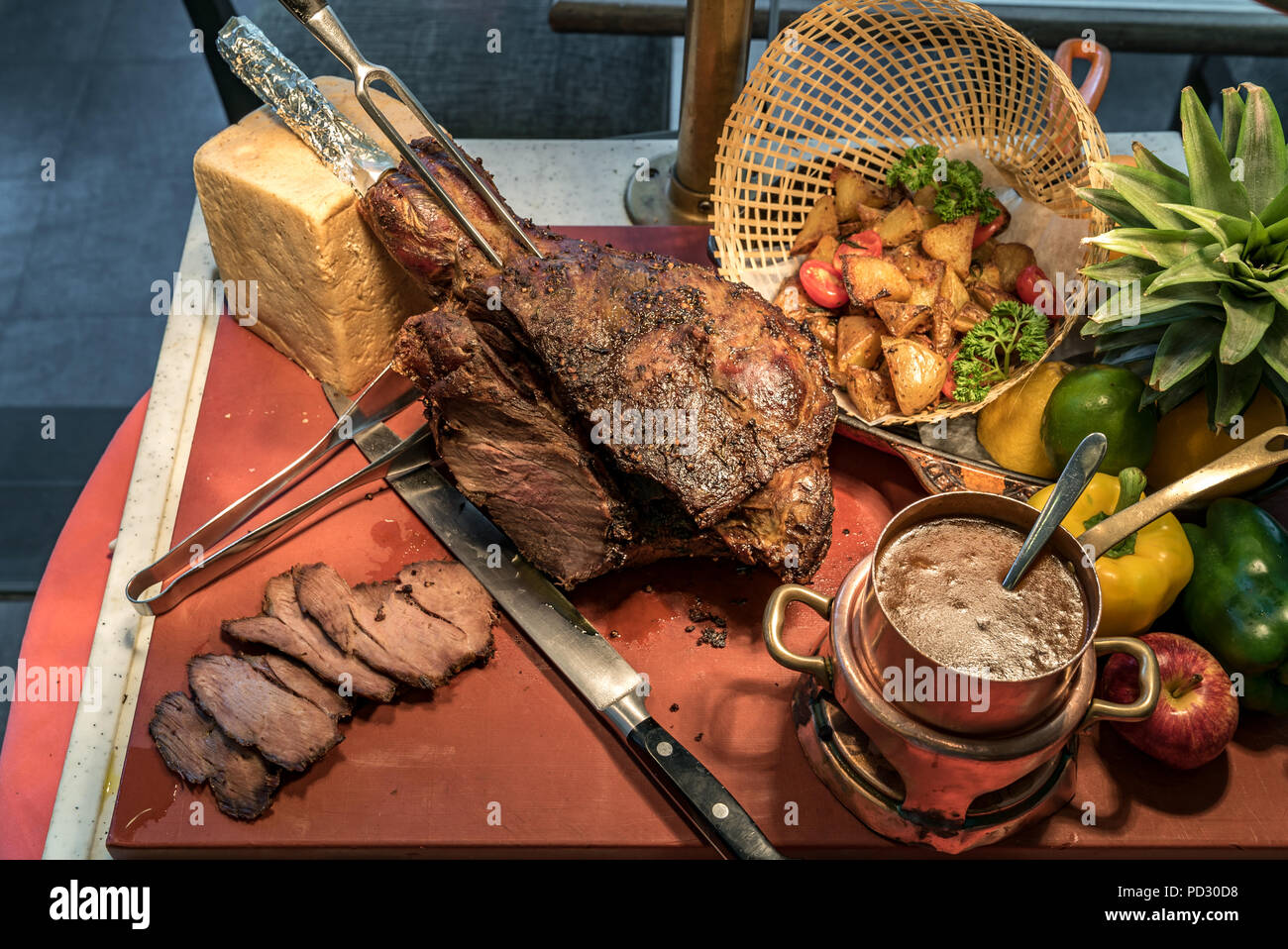 lamb chop at carving station Stock Photo - Alamy